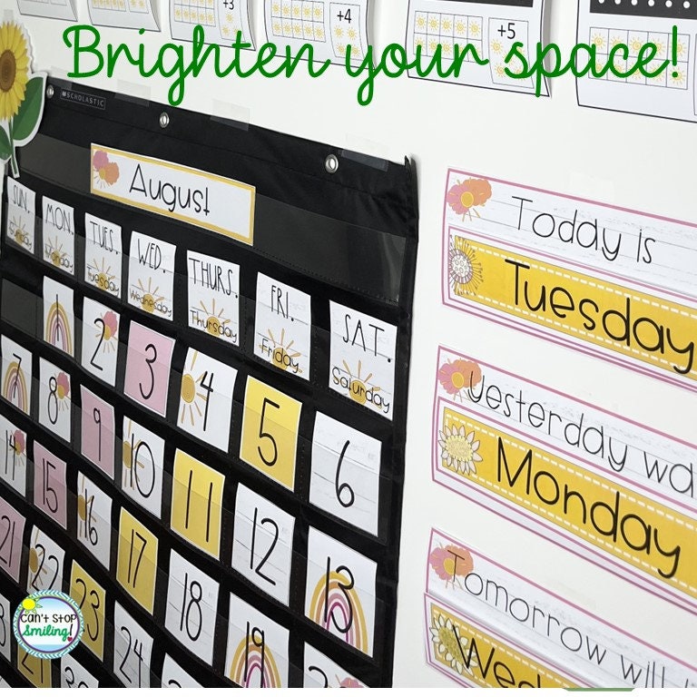 Mornin' Sunshine Decor Classroom Calendar EDITABLE - Etsy