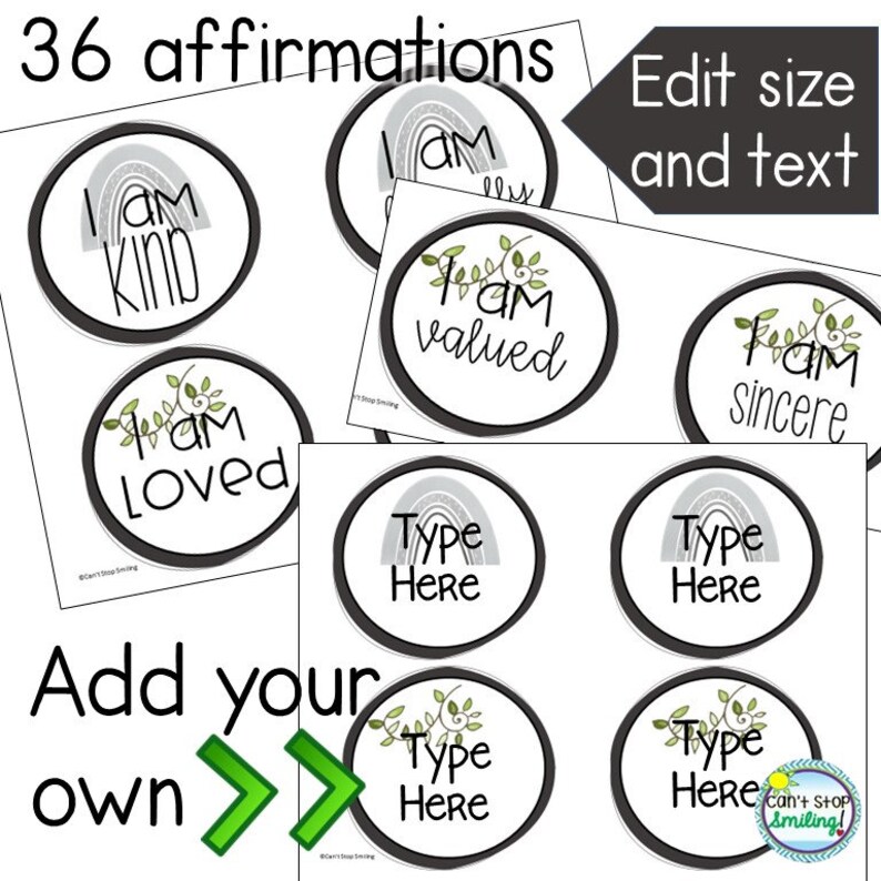 Editable Classroom Affirmation Station Black and White BOHO - Etsy