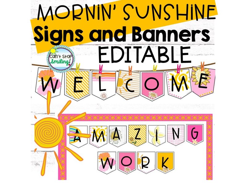 Sunshine Classroom Decor Banners and Signs EDITABLE - Etsy