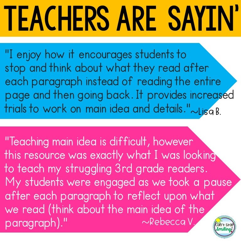 Reading Passages Focusing on Main Idea 3rd Grade - Etsy