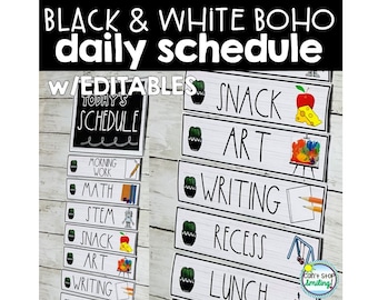 Classroom Schedule Cards - Black and White Theme - Etsy
