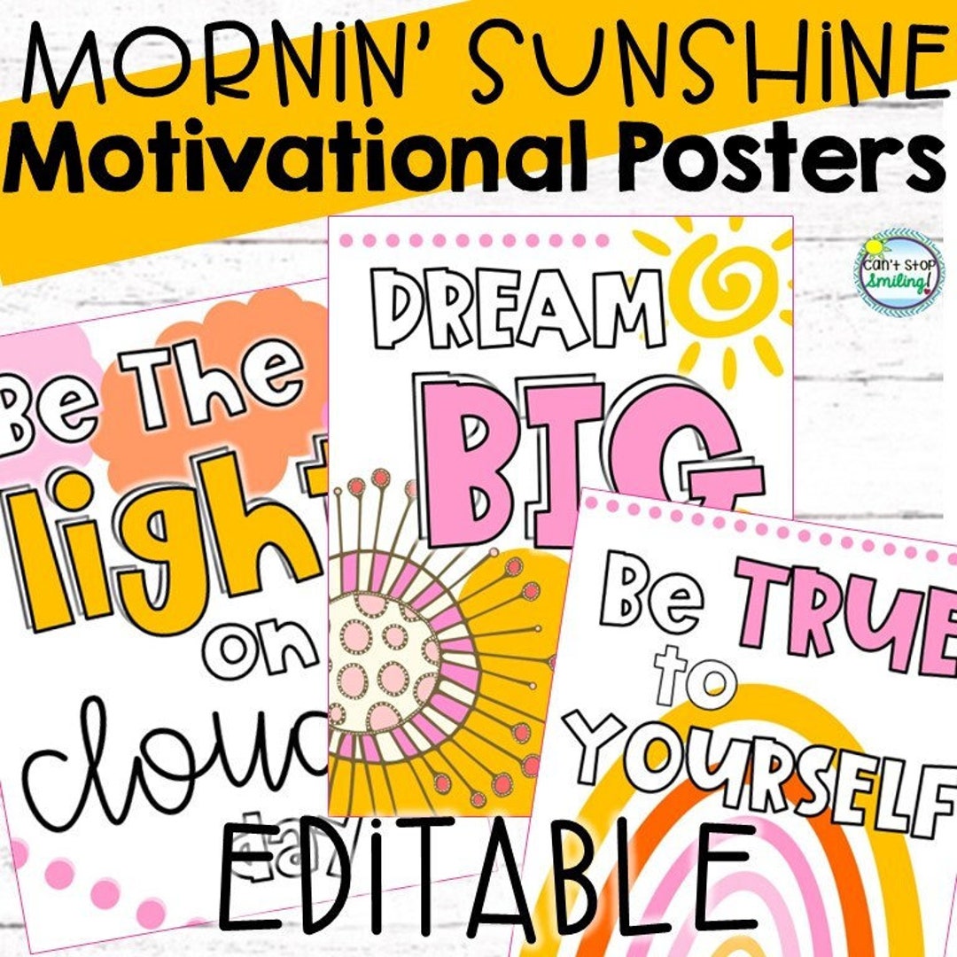 Sunshine Classroom Decor Motivational Posters EDITABLE - Etsy