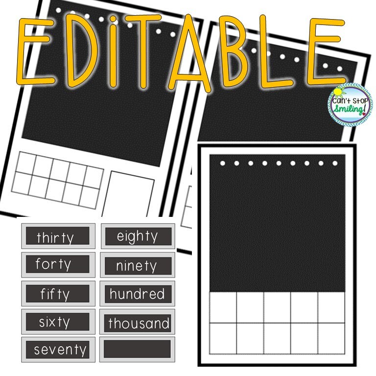 Editable Ten Frame Posters in Black and White BOHO W/ Number Lines - Etsy