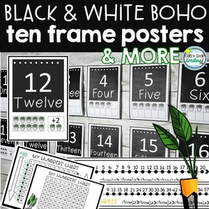 Editable Ten Frame Posters in Black and White BOHO W/ Number Lines - Etsy