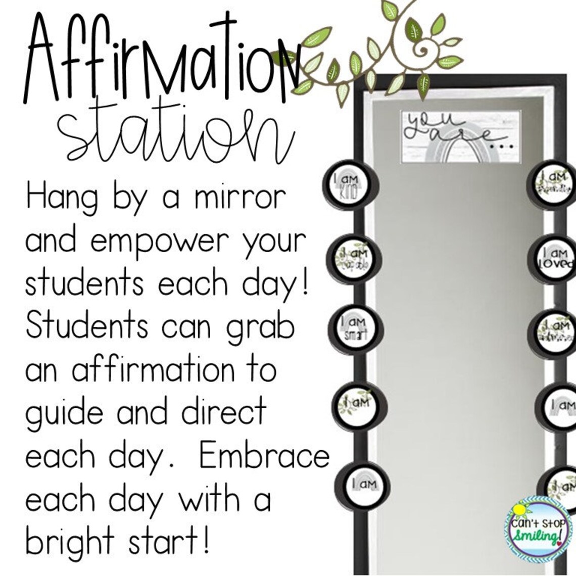 Editable Classroom Affirmation Station Black and White BOHO - Etsy