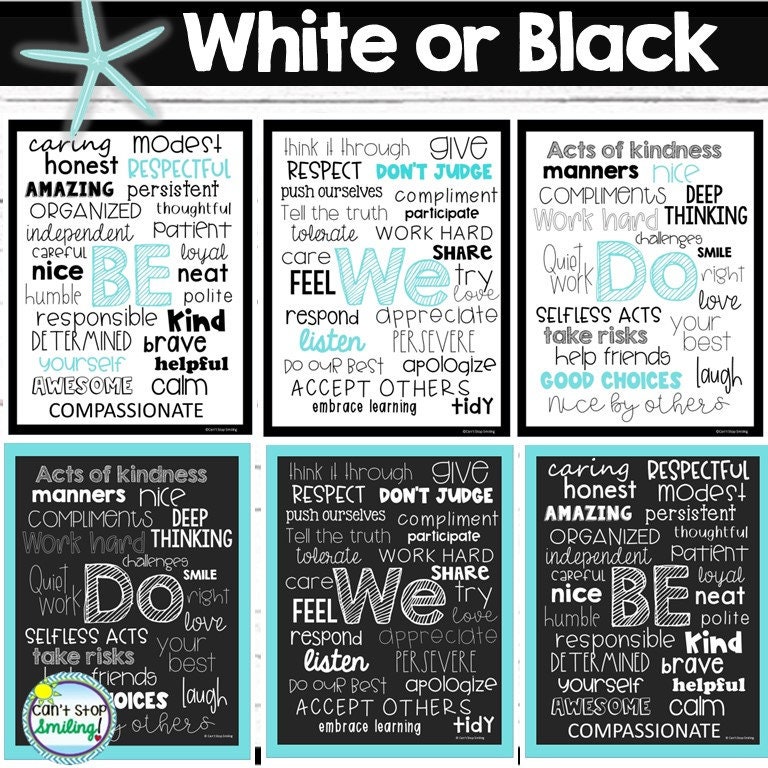 Motivational Classroom Posters in Beach Chic Theme BLANKS Included - Etsy