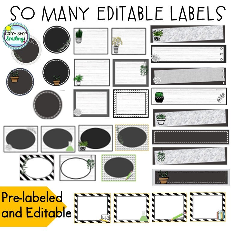 ALL THE LABELS Black and White Boho Classroom Decor Editable - Etsy