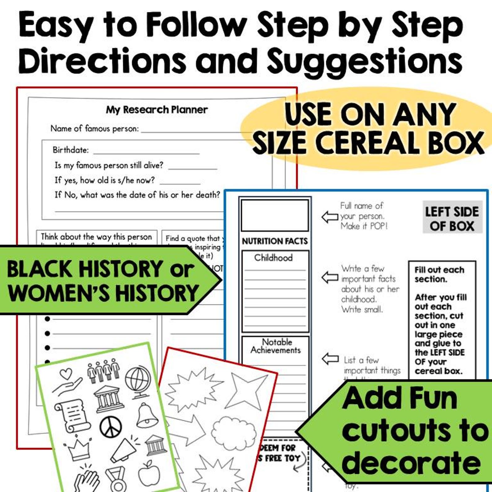 Black History Month Cereal Box Research Project - Etsy