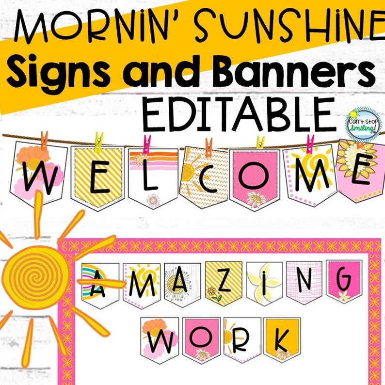 Sunshine Classroom Decor Banners and Signs EDITABLE - Etsy