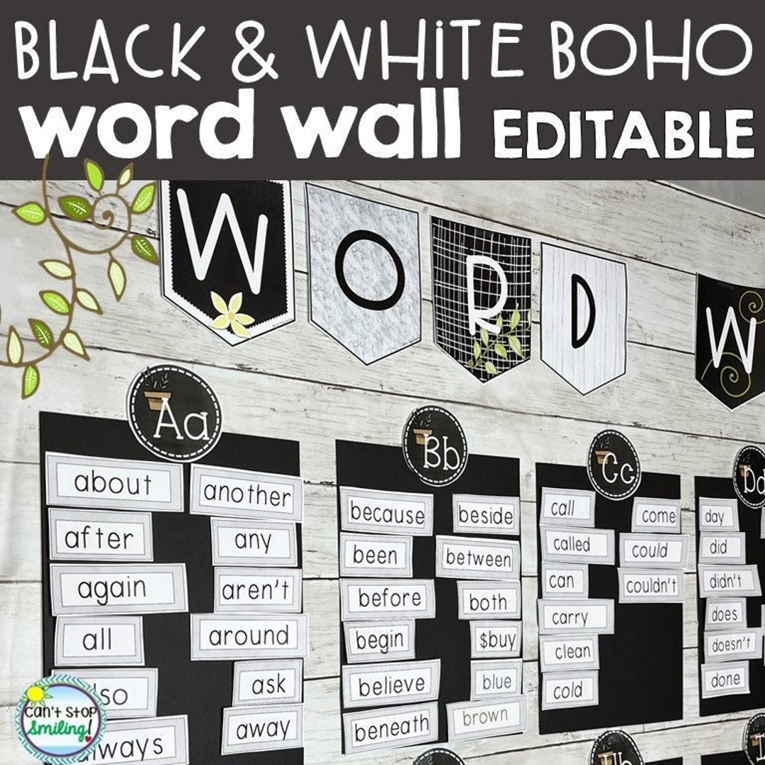 Black and White BOHO WORD Wall Classroom Decor - Etsy
