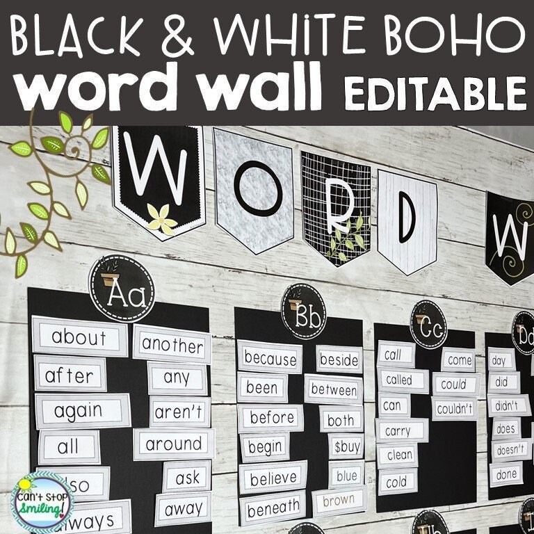 Black and White BOHO WORD Wall Classroom Decor - Etsy