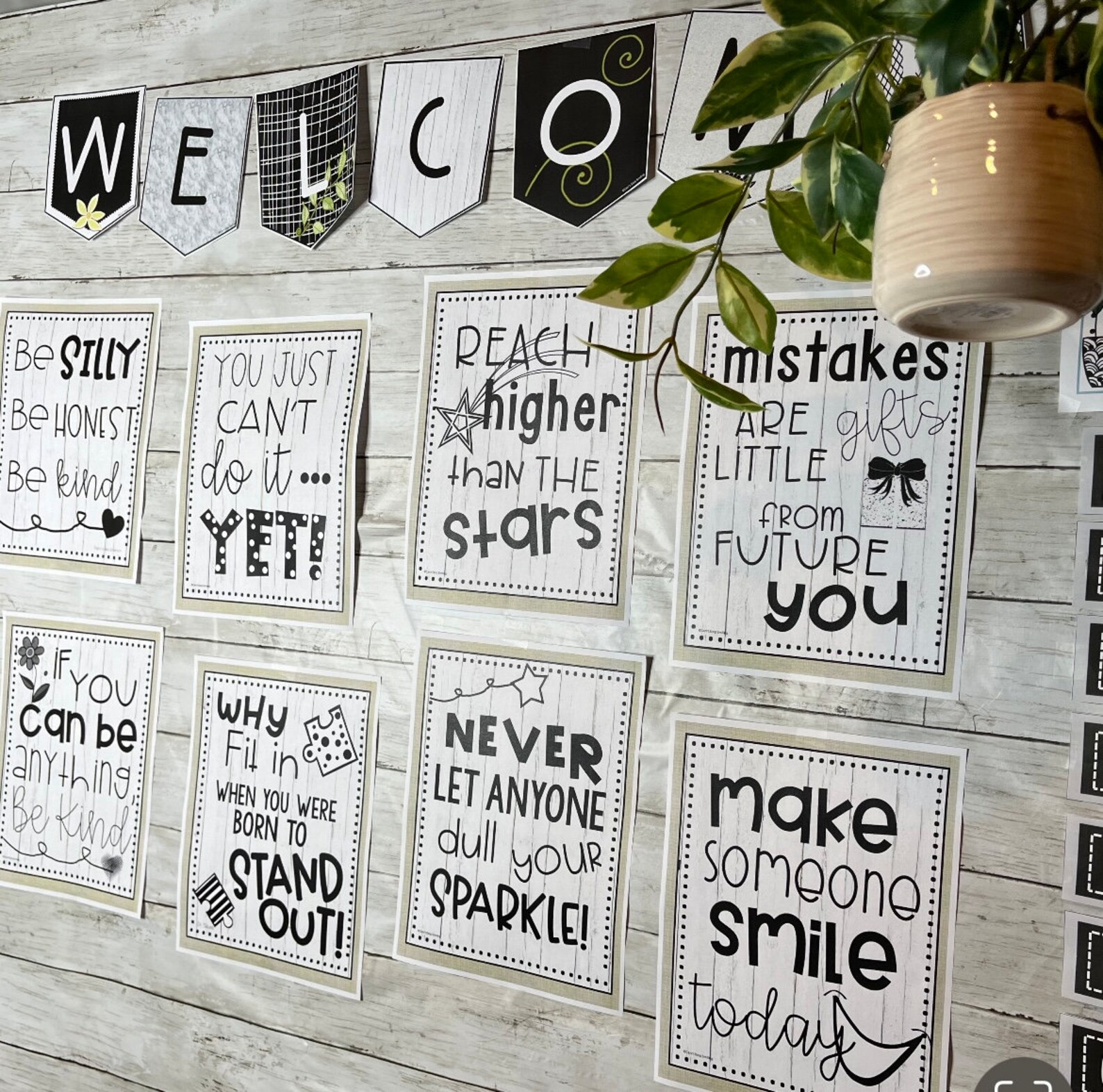 BOHO BLACK and WHITE Decor Classroom Posters Welcome Banners and Signs ...