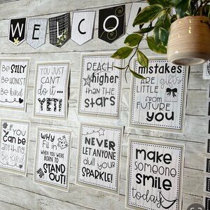 BOHO BLACK and WHITE Decor Classroom Posters Welcome Banners and Signs ...