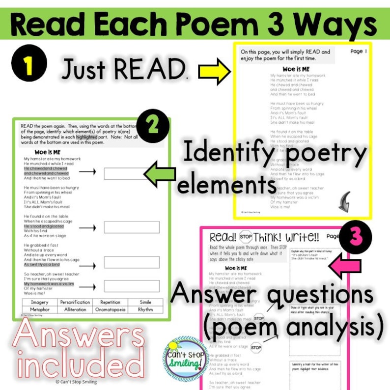 Poetry 3rd Grade Reading Comprehension Poems - Etsy