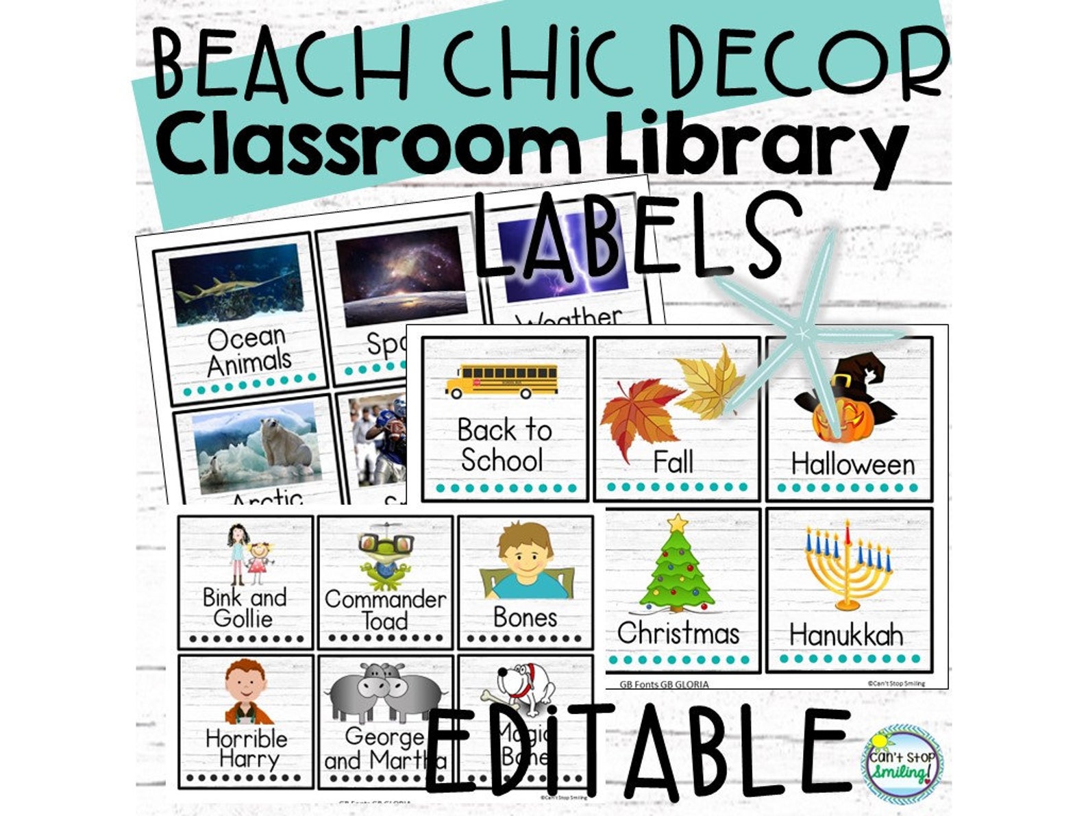 Editable Classroom Library Labels in Beach Theme - Etsy