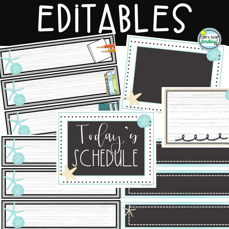 Editable Daily Schedule Cards for Classroom in Beach Chic Decor - Etsy