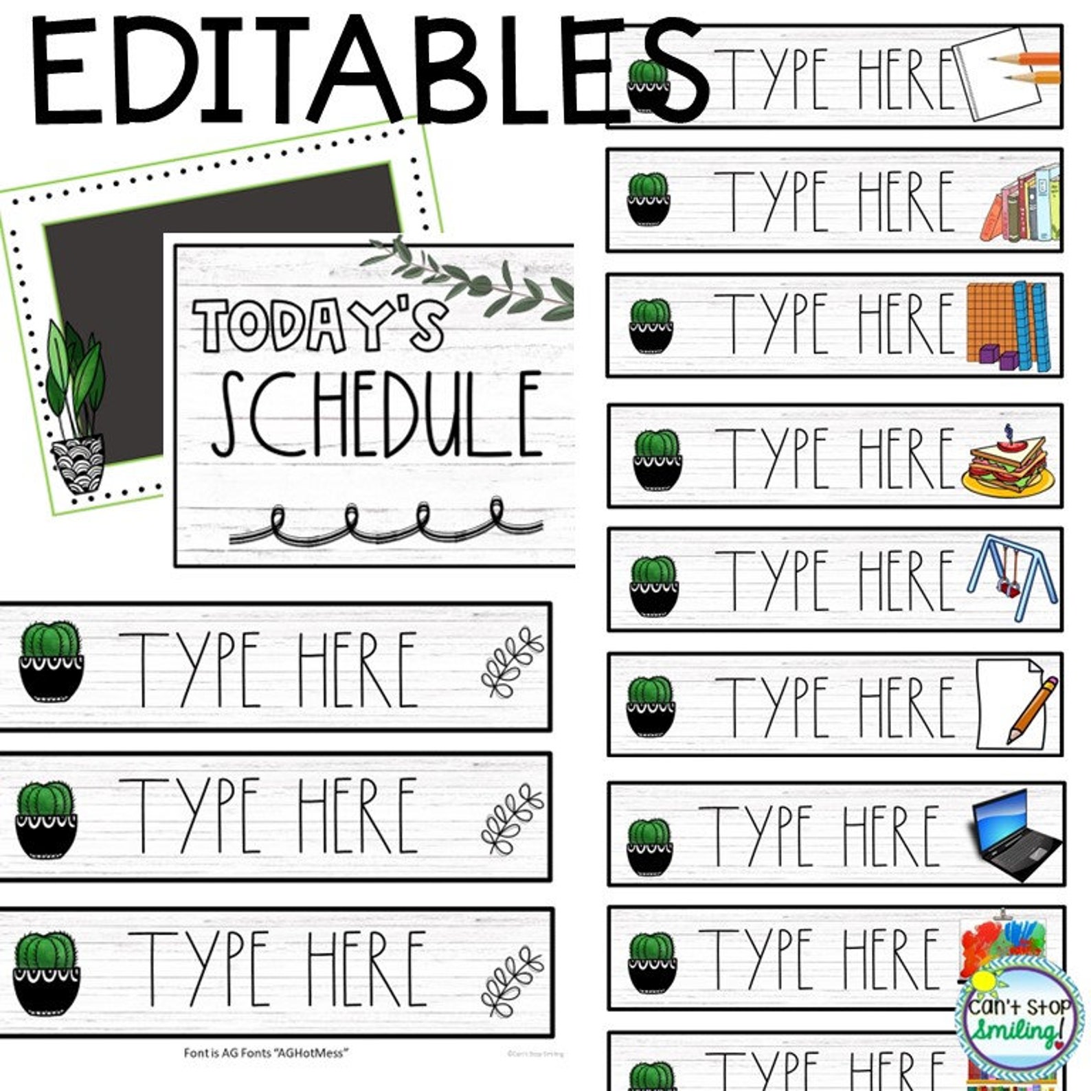 Editable Daily Schedule Cards Black and White BOHO Decor - Etsy