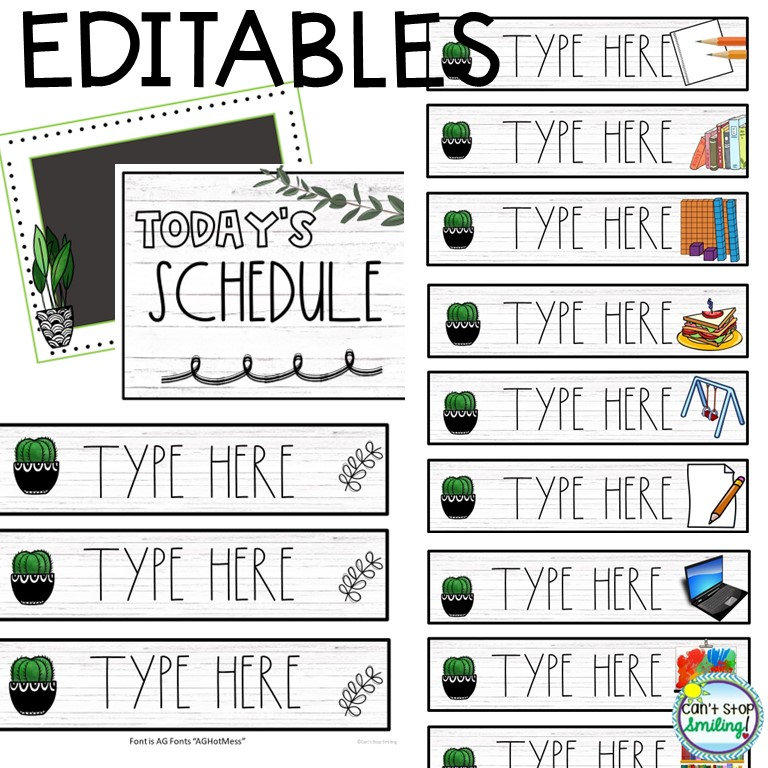 Editable Daily Schedule Cards Black and White BOHO Decor - Etsy