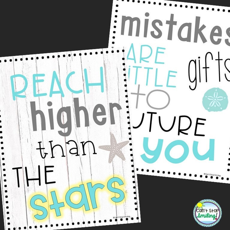 Motivational Classroom Posters in Beach Chic Theme BLANKS Included - Etsy
