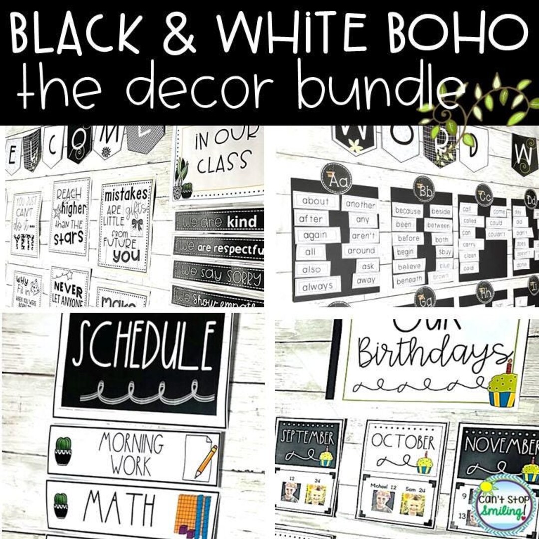 Black and White Classroom Decor BOHO Bundle - Etsy