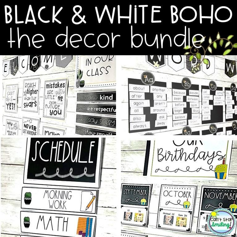Black and White Classroom Decor BOHO Bundle - Etsy