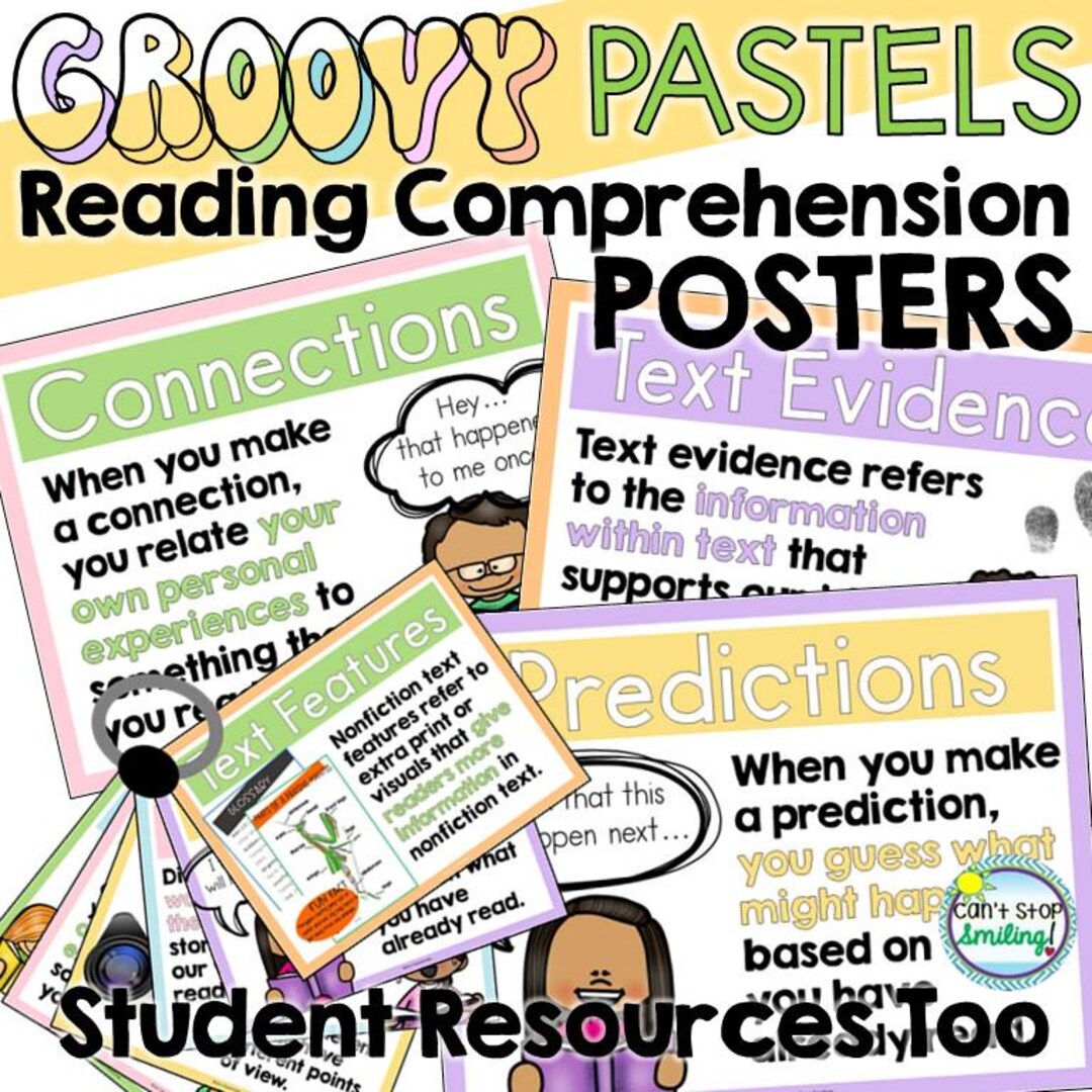 Reading Comprehension Posters in Pastel Theme Primary Grades - Etsy