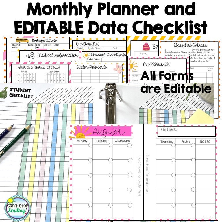 Sunshine Classroom Decor Teacher Binder Forms Planners and Covers ...