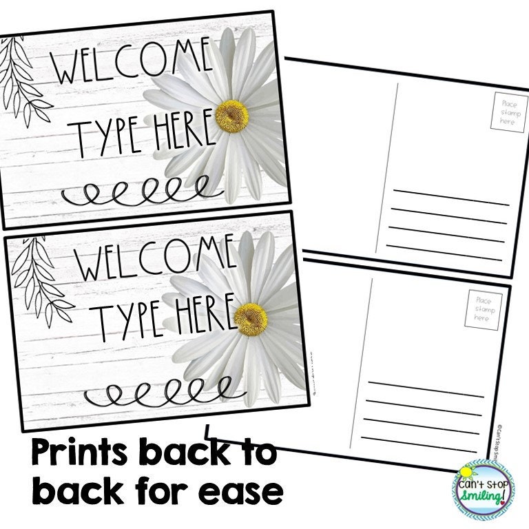 Editable Welcome Back to School Postcards in Black and White BOHO - Etsy