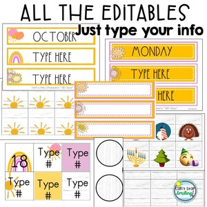 Mornin' Sunshine Decor Classroom Calendar EDITABLE - Etsy