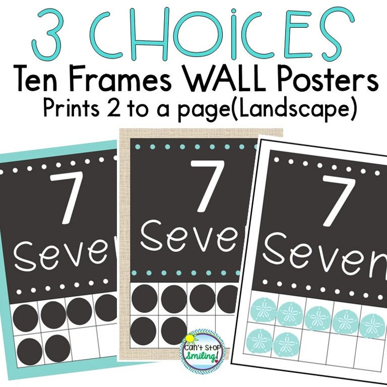 Beach Theme Ten Frame Posters Classroom Decor EDITABLE - Etsy