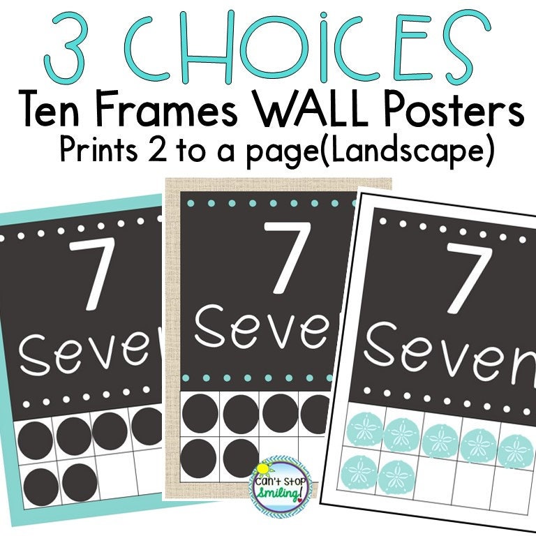 Beach Theme Ten Frame Posters Classroom Decor EDITABLE - Etsy