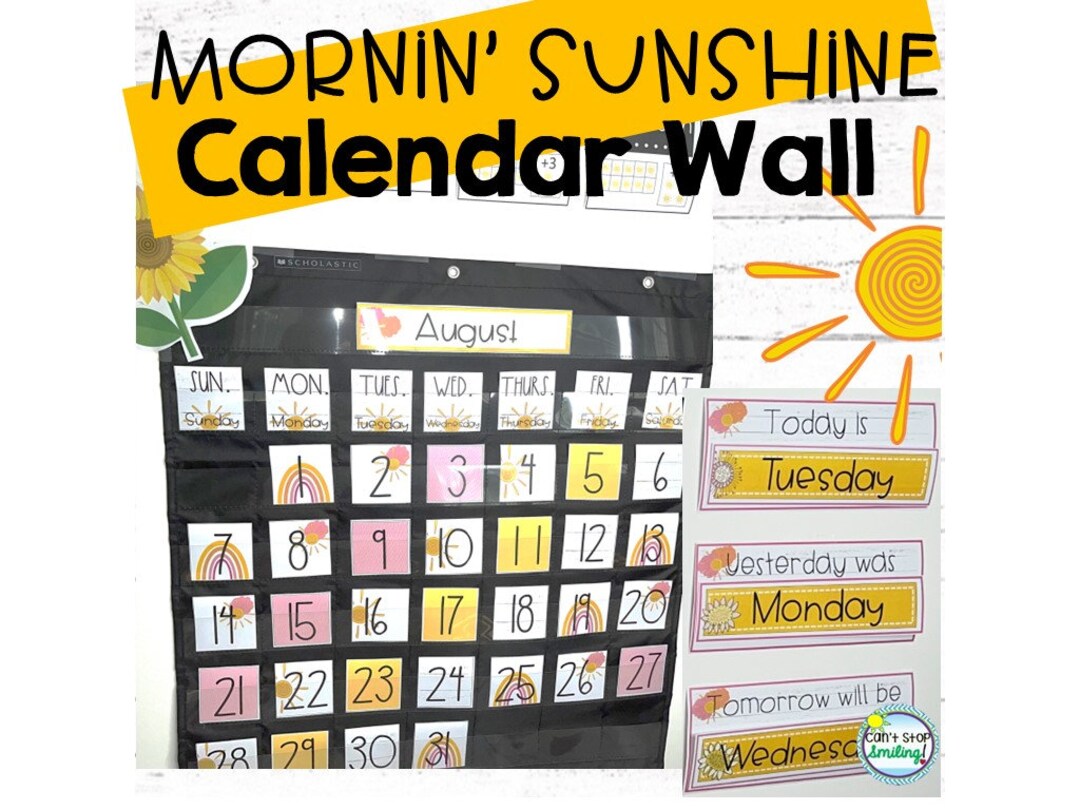 Mornin' Sunshine Decor Classroom Calendar EDITABLE - Etsy