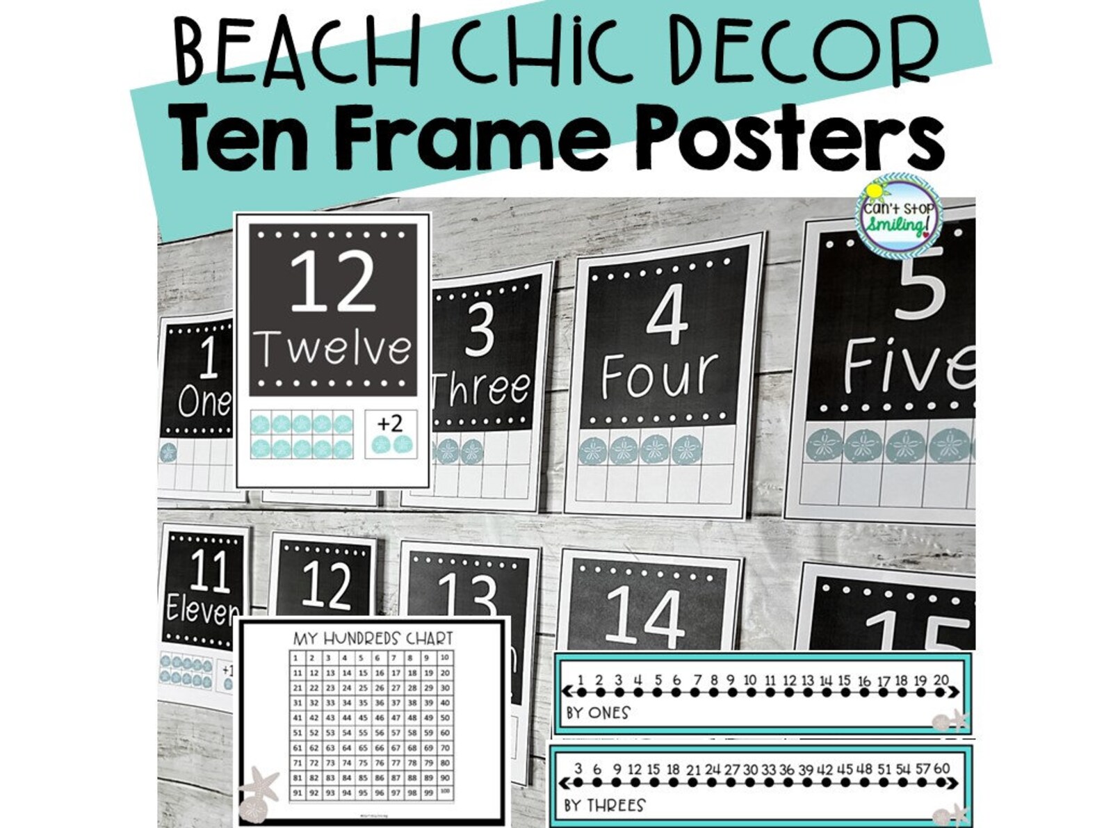 Beach Theme Ten Frame Posters Classroom Decor EDITABLE - Etsy