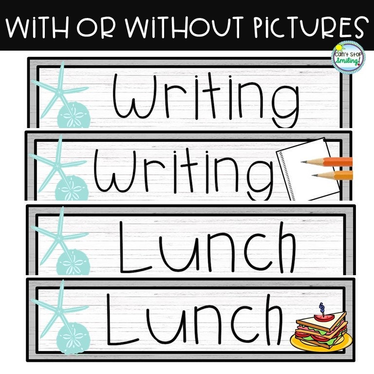 Editable Daily Schedule Cards for Classroom in Beach Chic Decor - Etsy