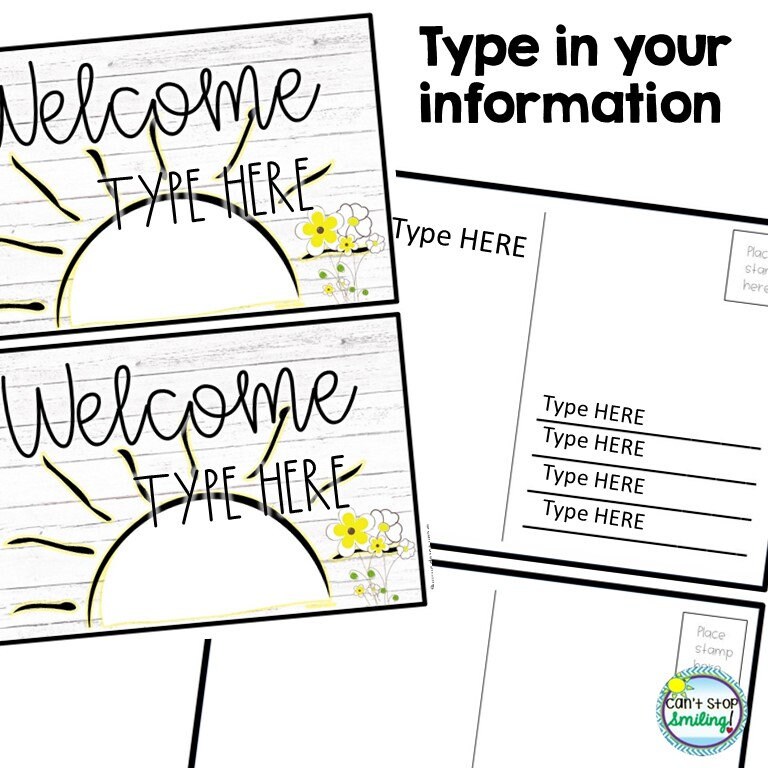 Editable Welcome Back to School Postcards in Black and White BOHO - Etsy