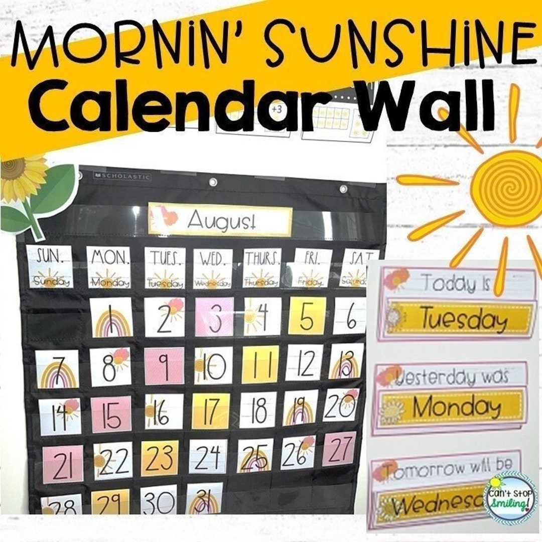 Mornin' Sunshine Decor Classroom Calendar EDITABLE - Etsy