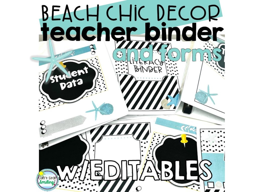 Teacher Binder and Forms Beach Chic Classroom Decor EDITABLE - Etsy
