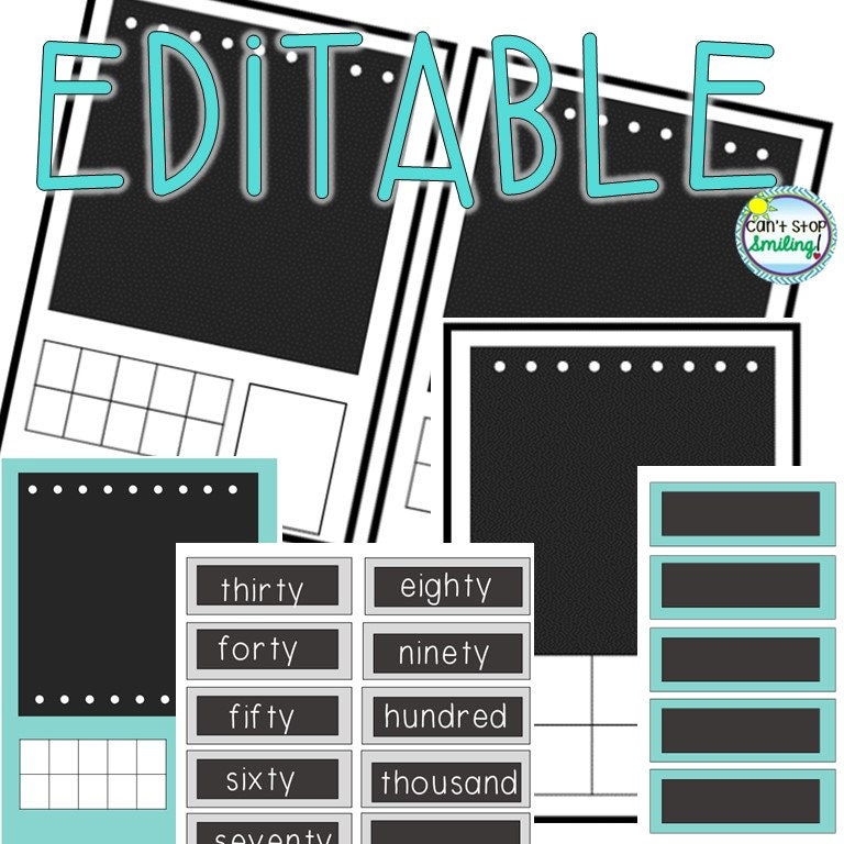 Beach Theme Ten Frame Posters Classroom Decor EDITABLE - Etsy