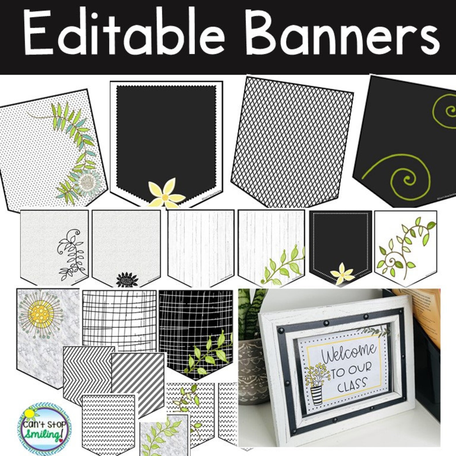 BOHO BLACK and WHITE Decor Classroom Posters Welcome Banners - Etsy