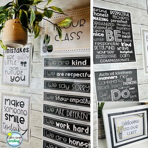 BOHO BLACK and WHITE Decor Classroom Posters Welcome Banners and Signs ...