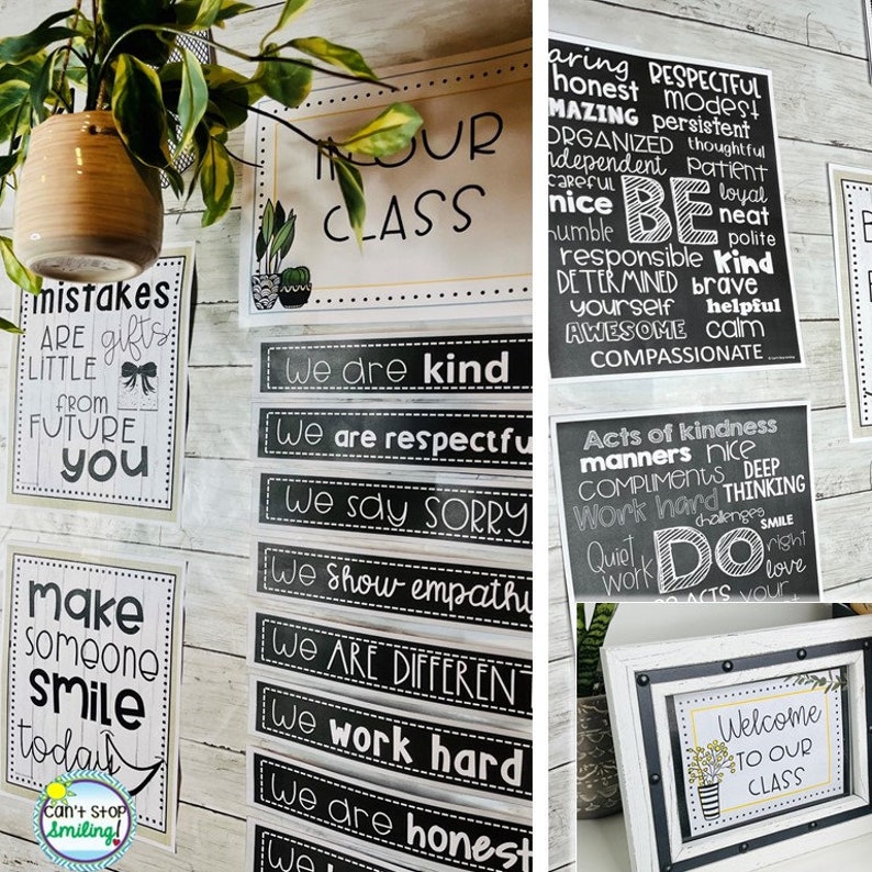 BOHO BLACK and WHITE Decor Classroom Posters Welcome Banners - Etsy