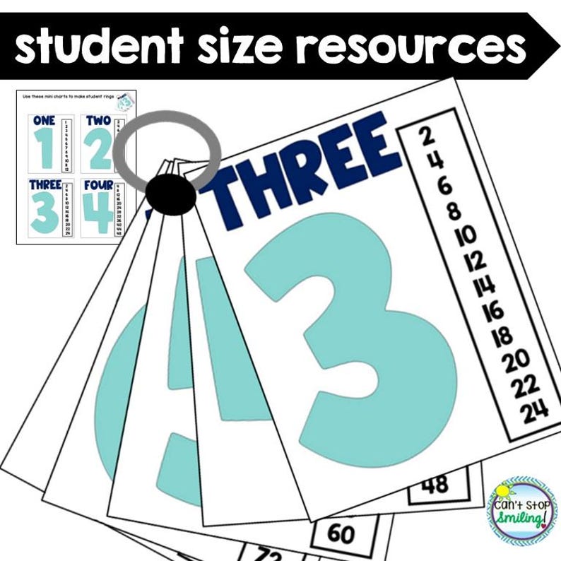Multiples Posters in 2 Styles in Beach Theme Multiplication Facts Math ...