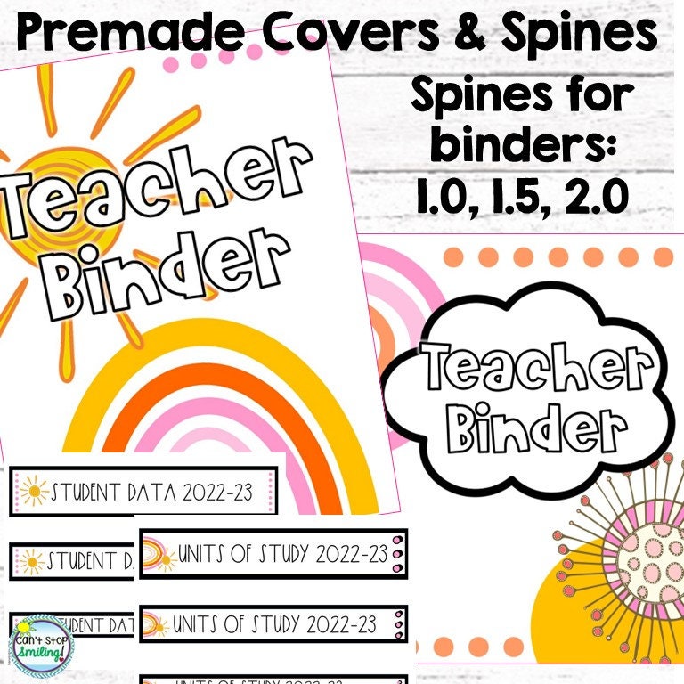 Sunshine Classroom Decor Teacher Binder Forms Planners and Covers ...