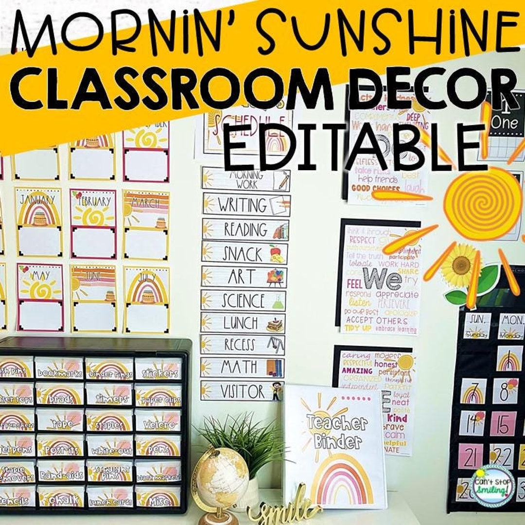 Sunshine Classroom Decor Bundle EDITABLE - Etsy