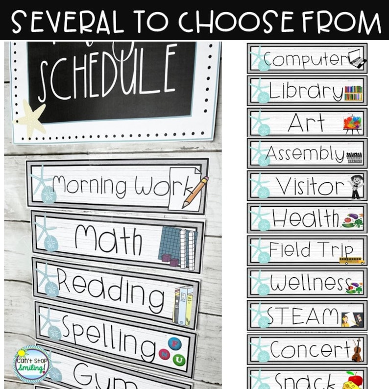 Editable Daily Schedule Cards for Classroom in Beach Chic Decor - Etsy ...