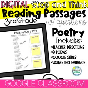 Poetry 3rd Grade Reading Comprehension Poems - Etsy