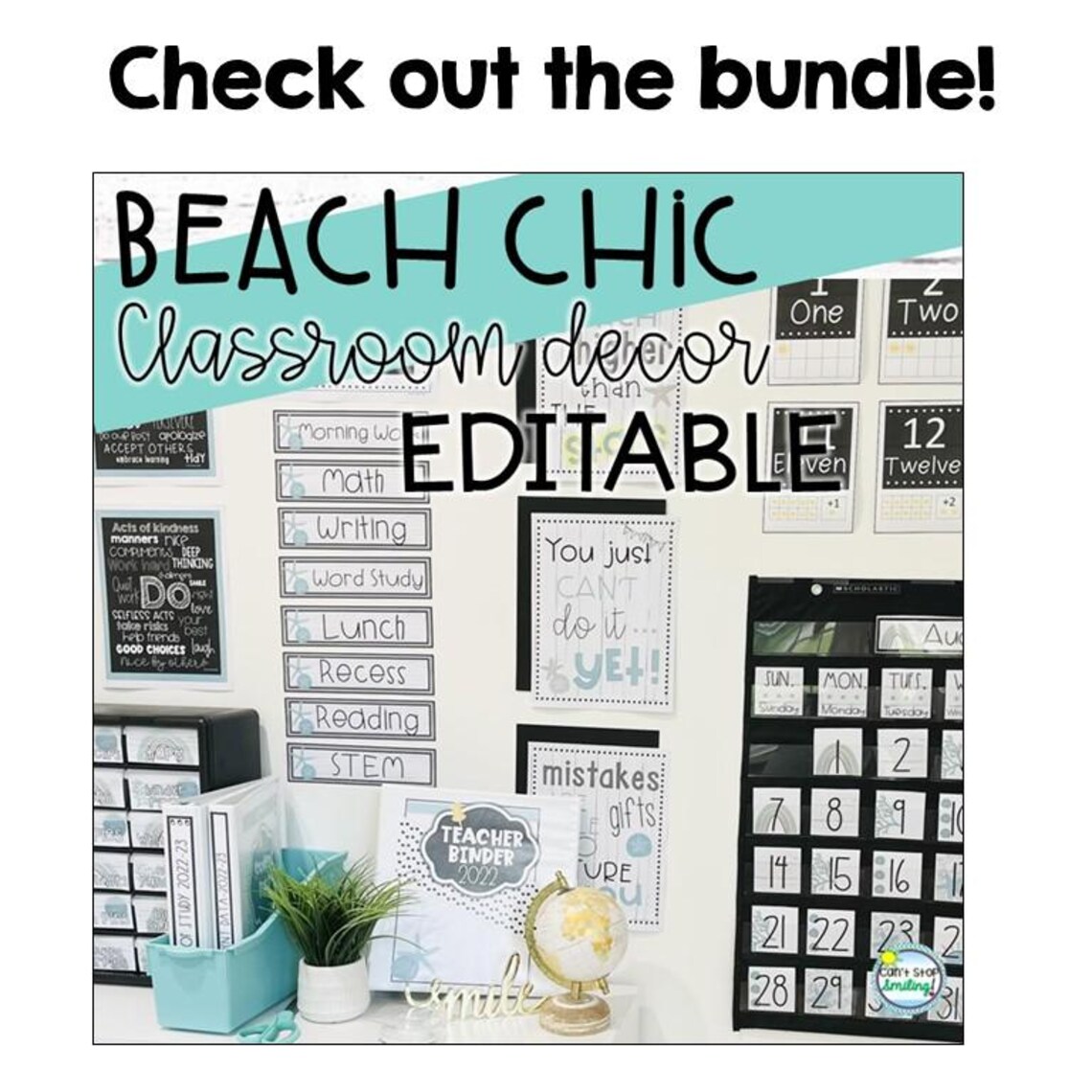 Bulletin Board Letters Beach Theme EDITABLE Classroom Decor - Etsy