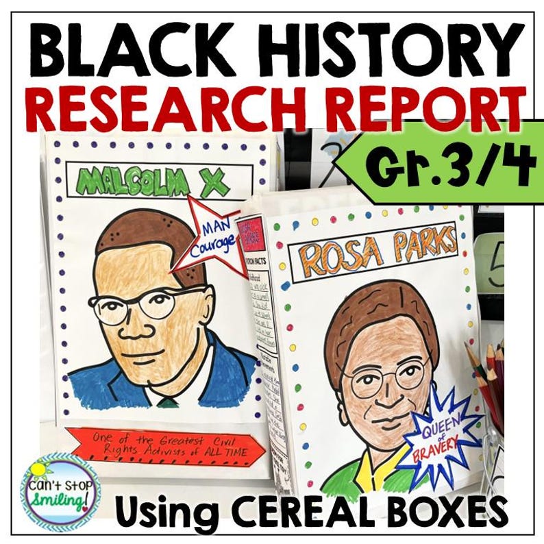 Black History Month Cereal Box Research Project - Etsy