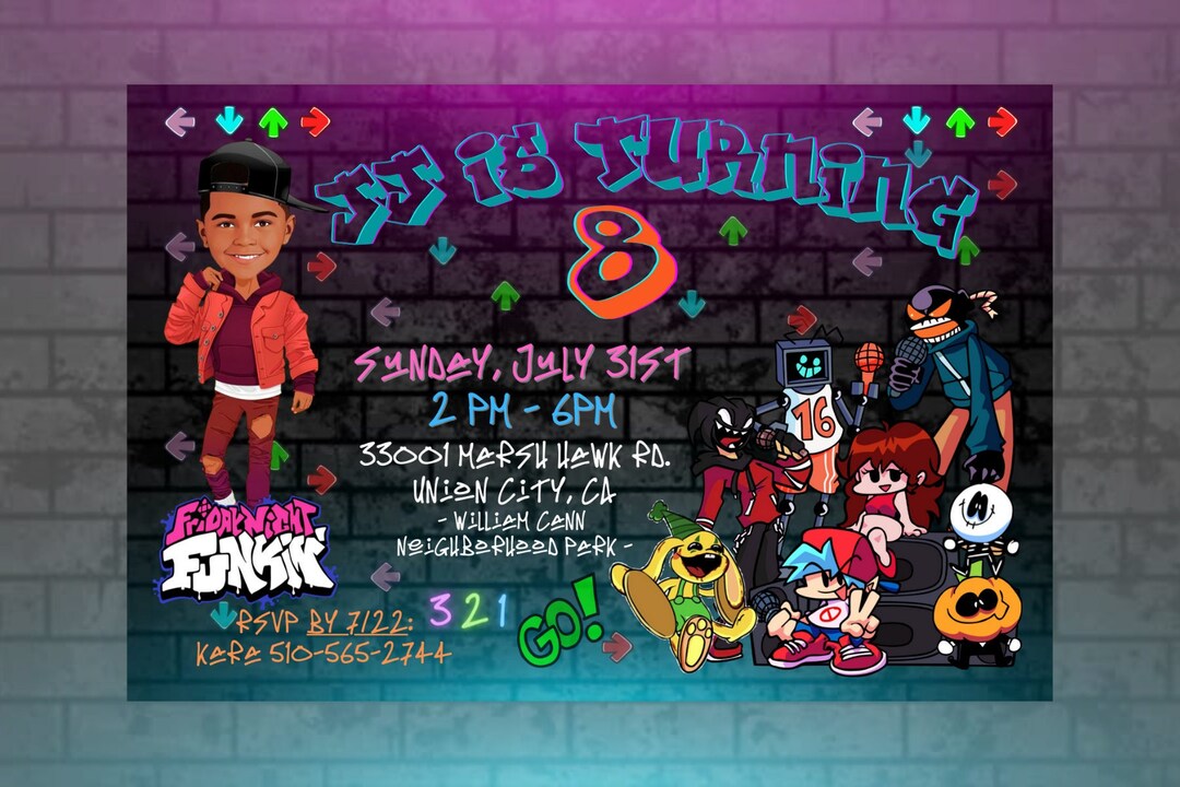 Friday Night Funkin Invitation, FNF Invitation, Video Game Invitation ...