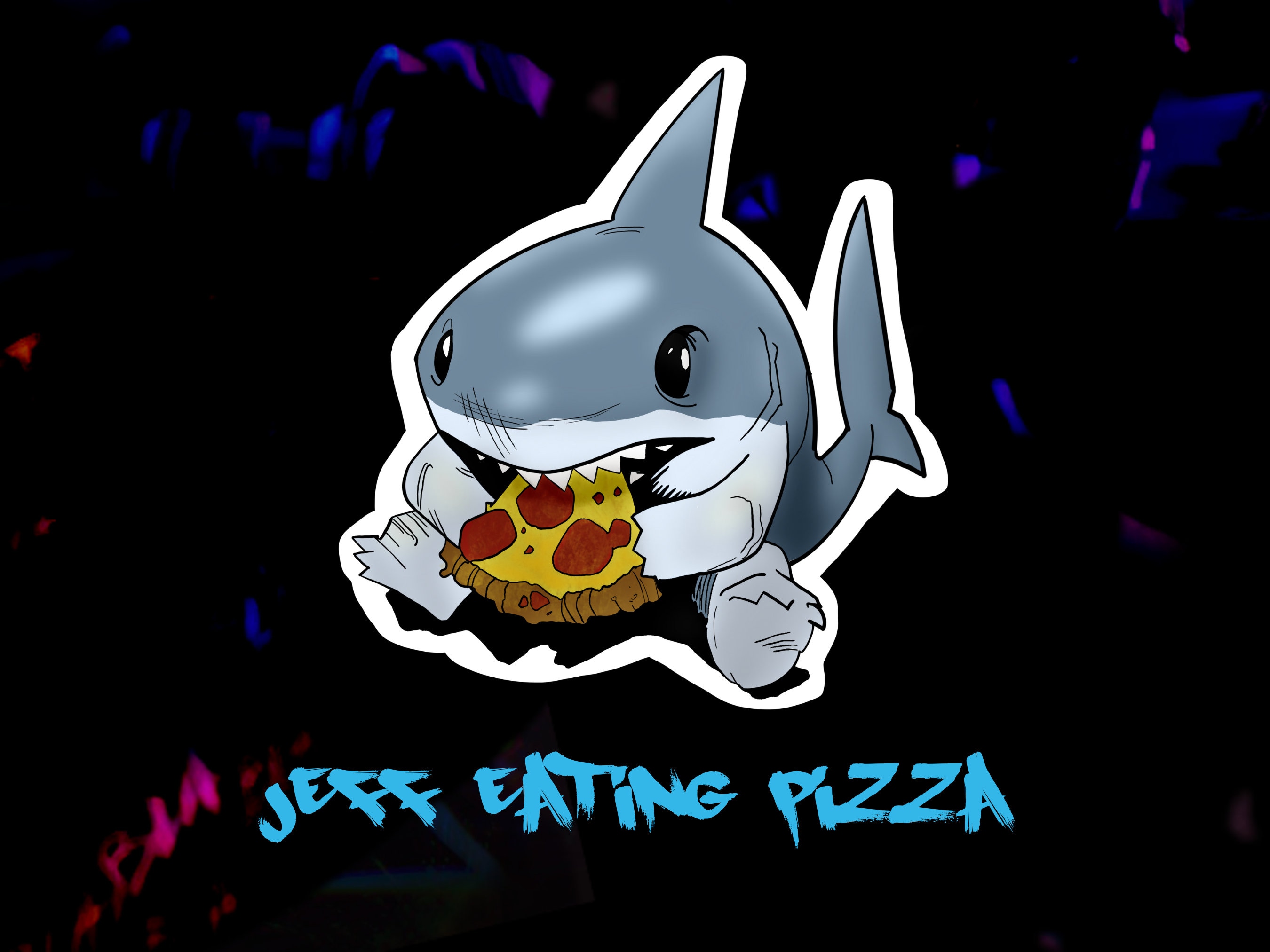 Jeff the Land Shark Eating Pizza Sticker - Etsy